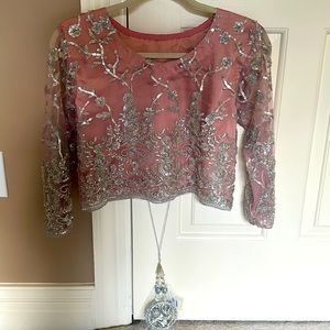 custom made | Tops | Crop Toptopsari Blouse Custom Madeembroideredsaree ...